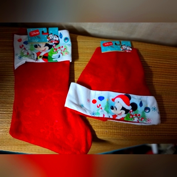 Disney | Holiday | Mickey Mouse Christmas Hat And Stocking | Poshmark